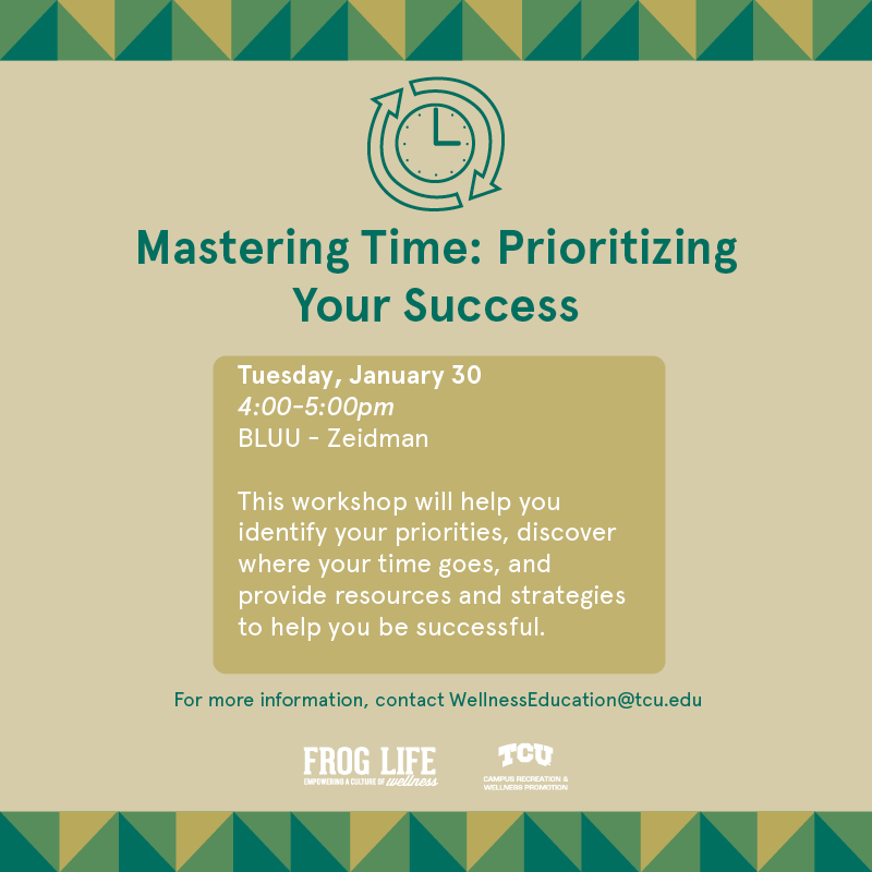 What2Do@TCU | Mastering Time: Prioritizing Your Success